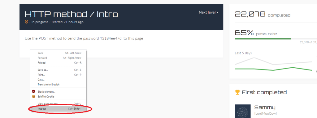 “Defend the Web” write-up HTTP Method / Intro